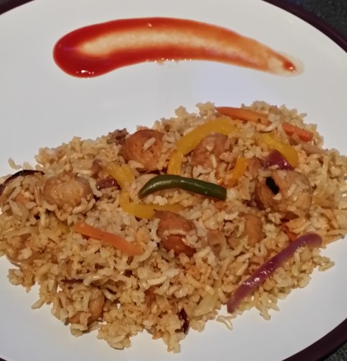 Soya chunks brown rice | Chitra's Healthy Kitchen