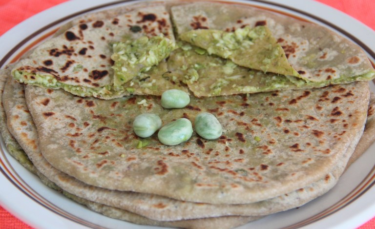 Paratha – Stuffed with Broad beans and Paneer | Chitra's Healthy Kitchen