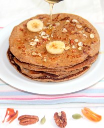 Muesli with whole wheat bread Pancakes – Vegan | Chitra's Healthy Kitchen