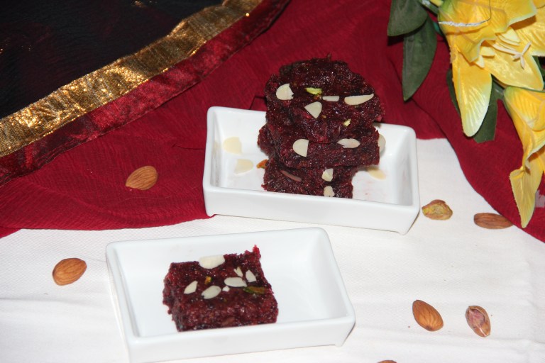 Beet carrot burfi with dates molasses | Chitra's Healthy Kitchen