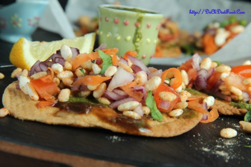 Layered Crackers Canapés/Chats | Chitra's Healthy Kitchen
