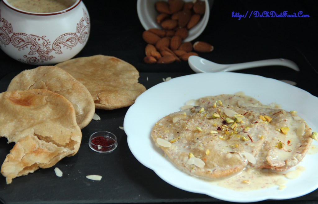 Baked puri in badam milk | Chitra's Healthy Kitchen
