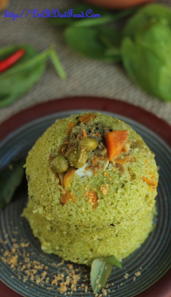 Spinach/palak Rava Idli (Green idli) | Chitra's Healthy Kitchen