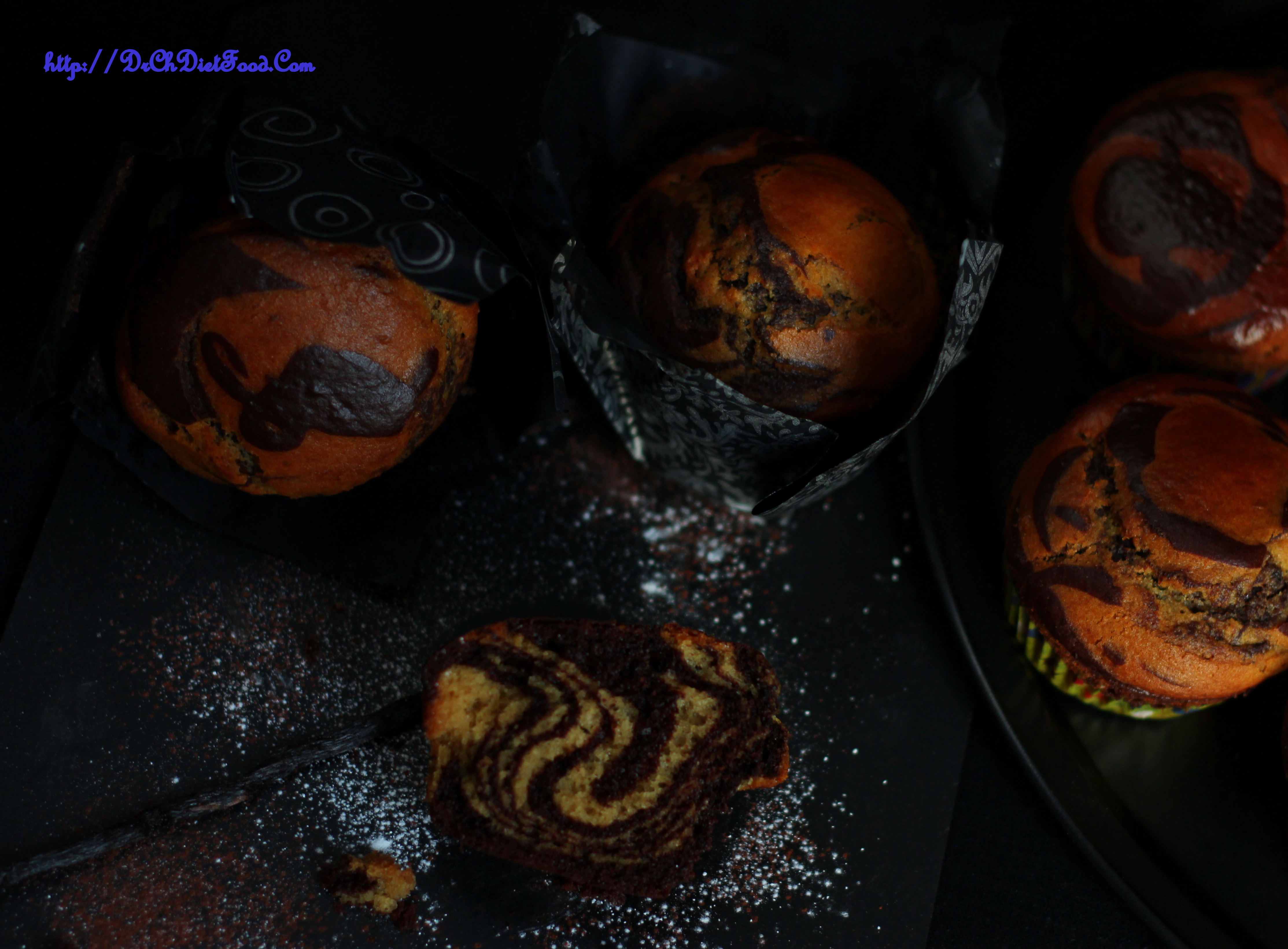Chocolate Vanilla Swirl Muffins (Marble Muffins) | Chitra's Healthy Kitchen